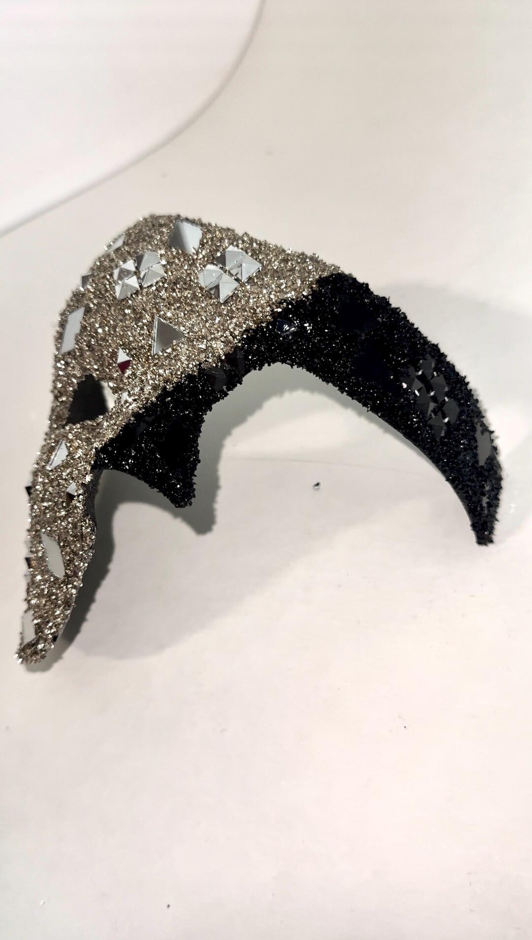 Silver/black Makara Mirror Mask, Masquerade, Crushed Stones, With ...