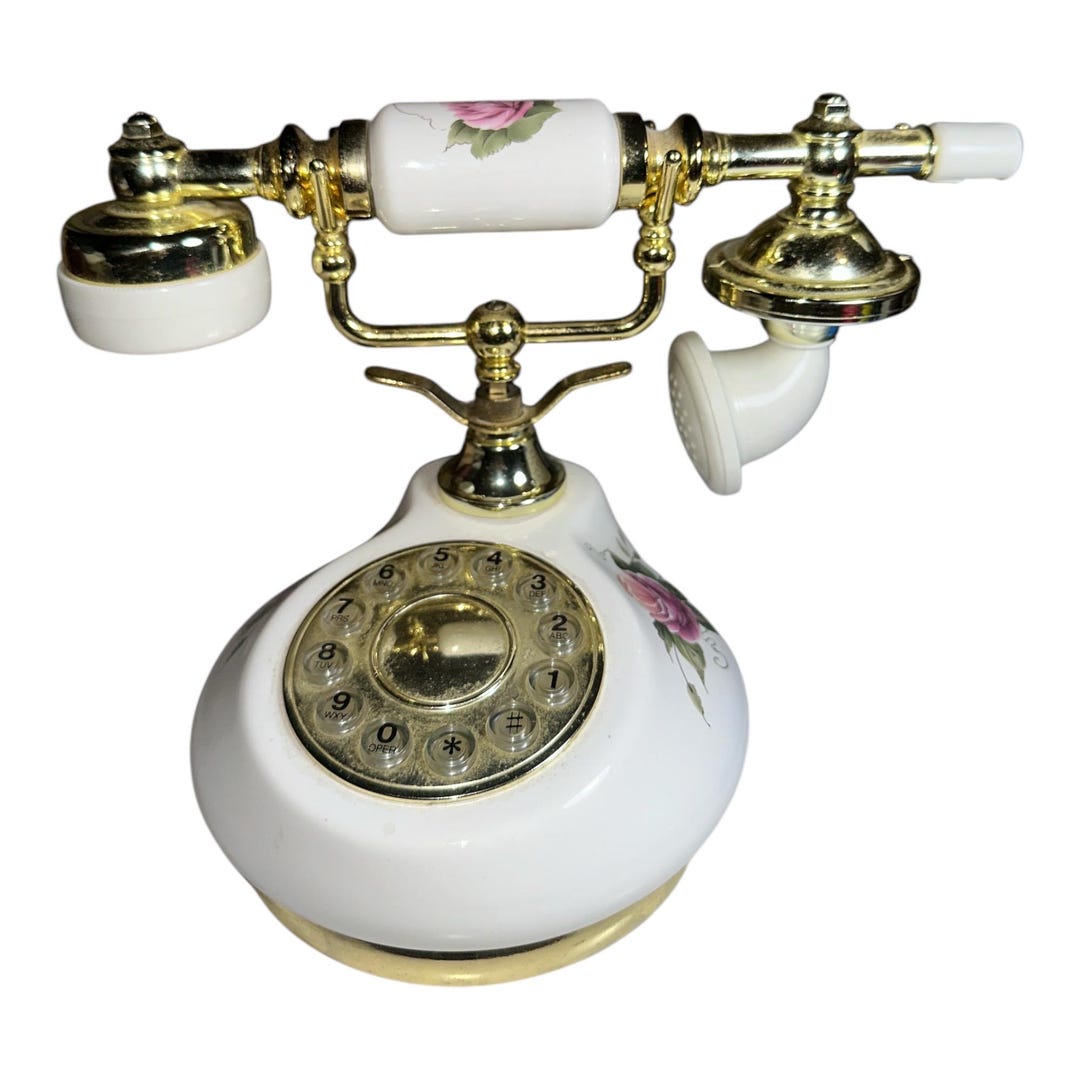 Vintage Princess Radio Shack Rotary Phone Cream and Gold Victorian ...