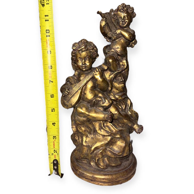 Antique Gold Cherub Statue Baroque-style Angel Figurine With Musical ...
