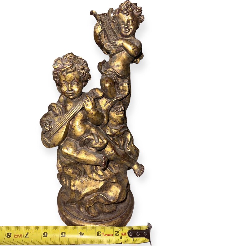 Antique Gold Cherub Statue Baroque-style Angel Figurine With Musical ...