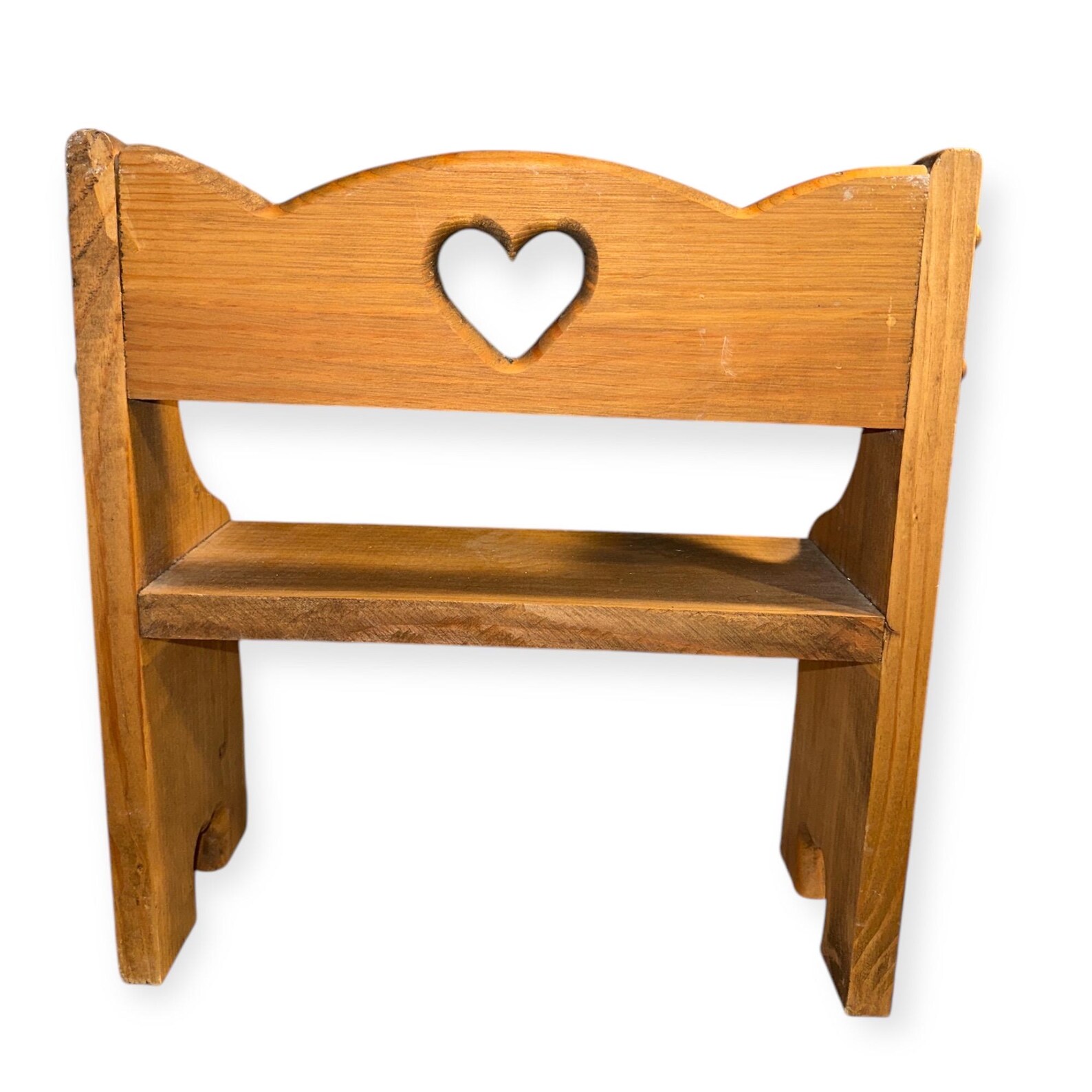 Vintage Rustic Wooden Doll/ Display Bench With Heart Cutout - Etsy