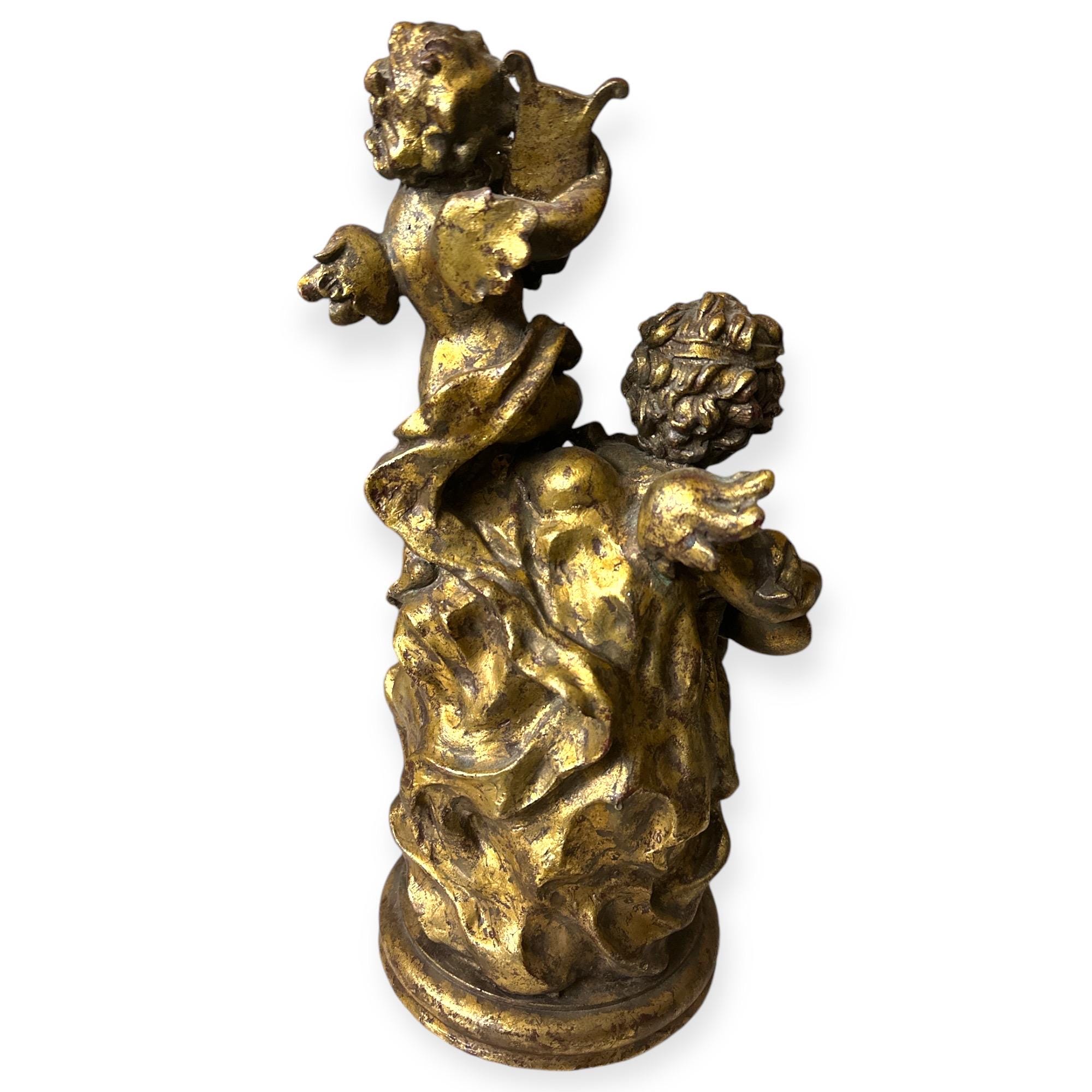 Antique Gold Cherub Statue Baroque-style Angel Figurine With Musical ...