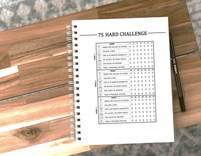 75 Hard Challenge Habit Tracker 75hard 75hardchallenge - Etsy