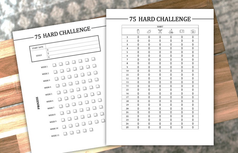 75 Hard Challenge Habit Tracker 75hard 75hardchallenge - Etsy