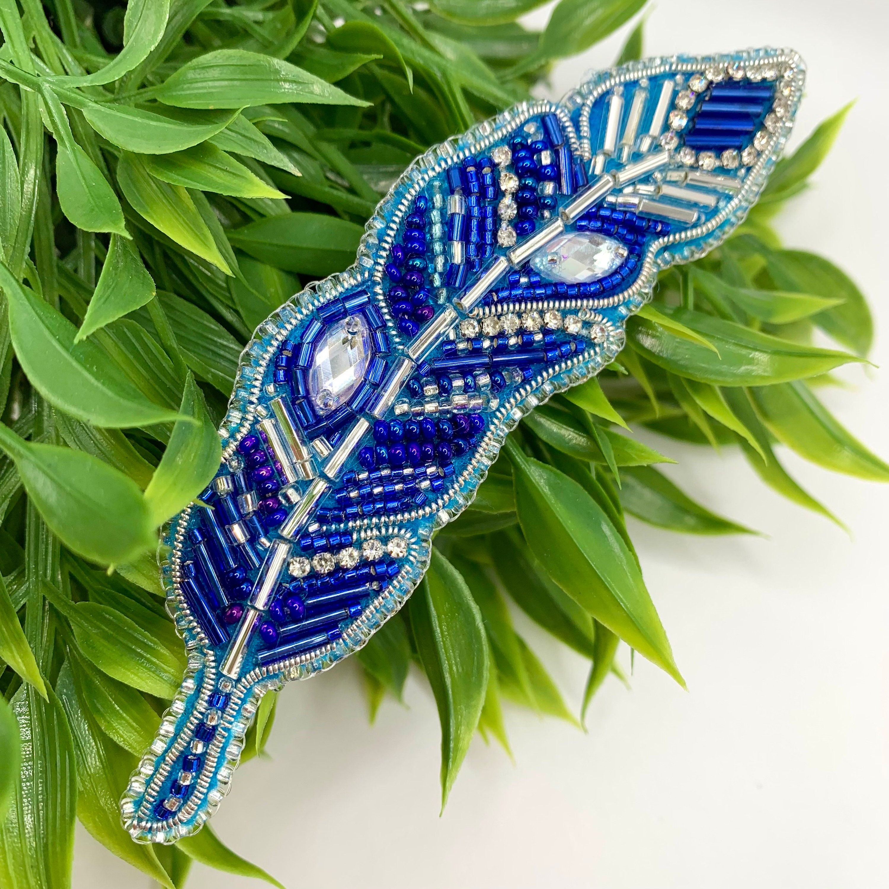 Handmade Beaded Phoenix Feather Pin, Beaded Phoenix Feather Brooch ...