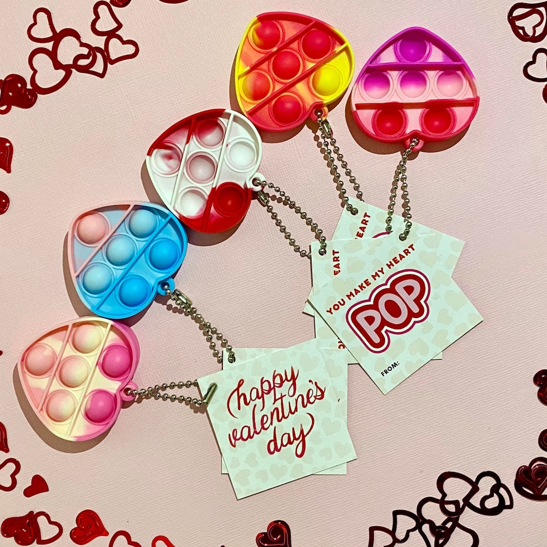 5, 10, 15, 20, 25, 30 Valentine's Day Pop Its, Class Valentines, Heart ...