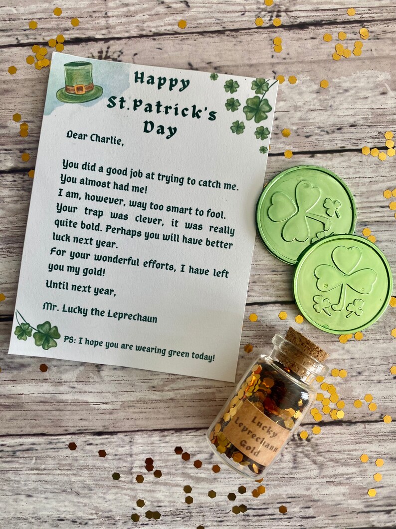 St Patrick's Day Leprechaun Letter With Lucky Gold and - Etsy