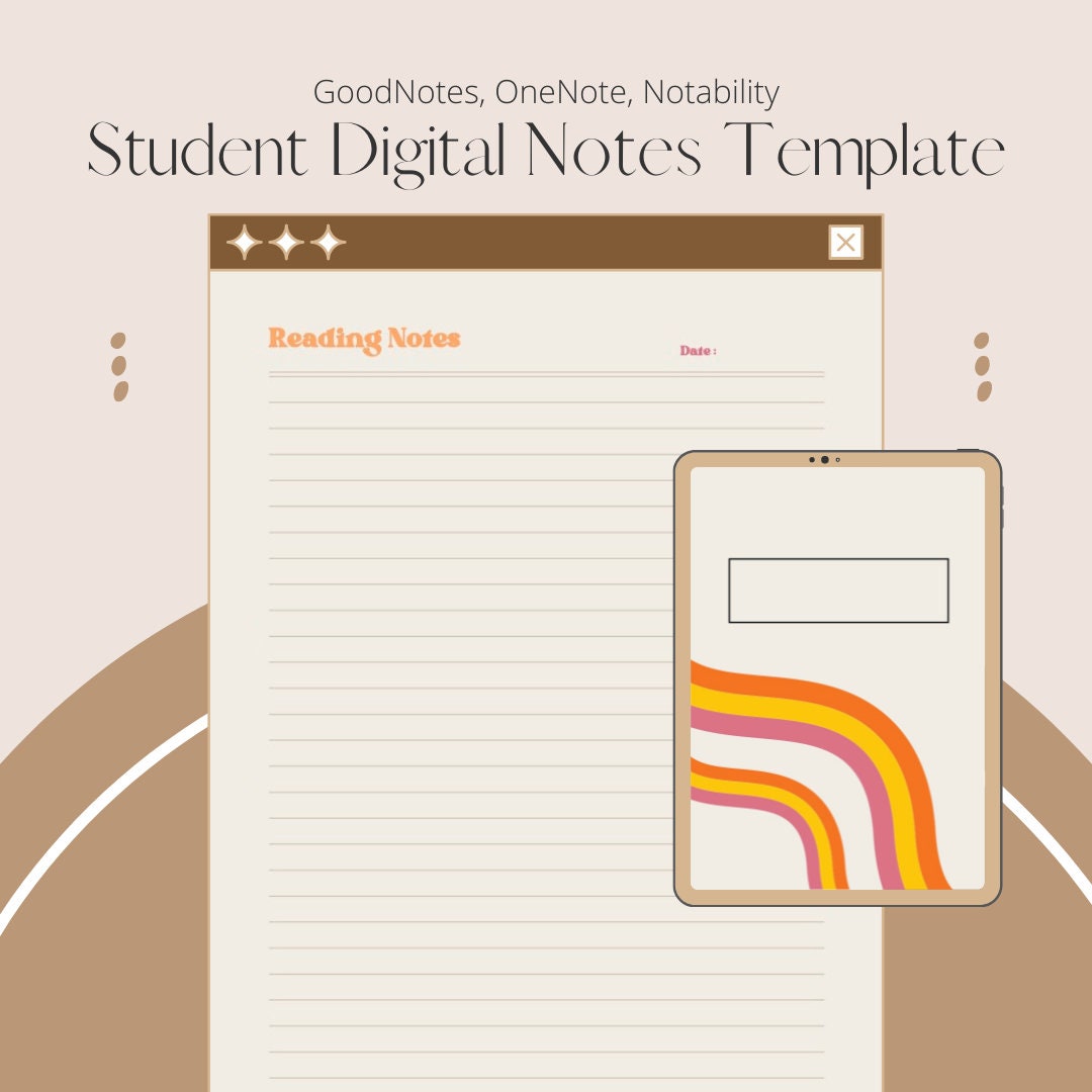 Plantilla de portada de carpeta de notas retro PDF OneNote GoodNotes ...