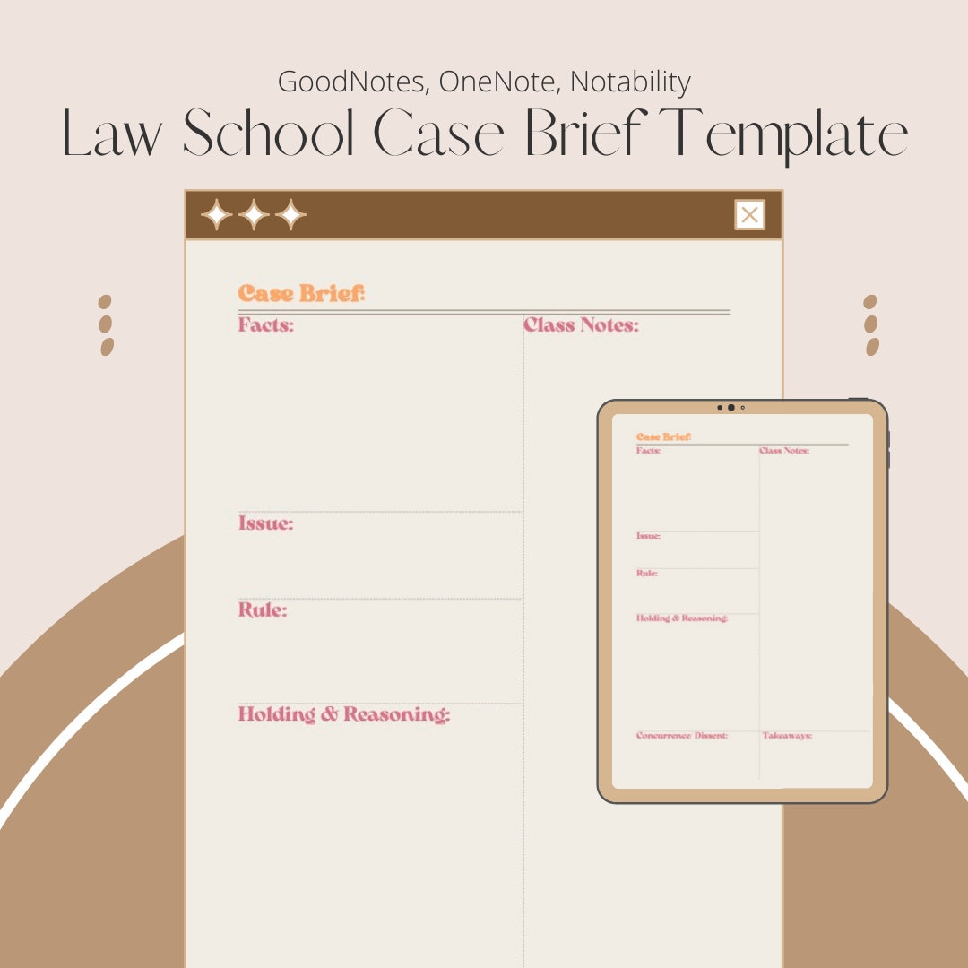 Law School Case Brief Template PDF Onenote Goodnotes Notability - Etsy