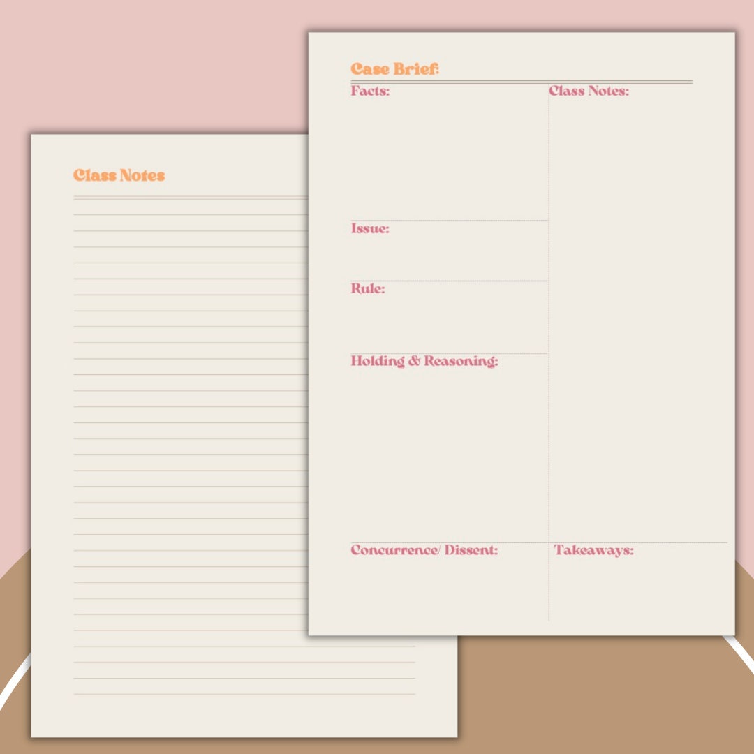 Law School Notes Case Brief Template Onenote Goodnotes Notability PDF ...