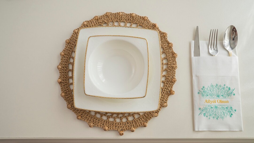 Supla Set of 2-6, Jut Rope American Handmade Crochet Round Plate Set ...