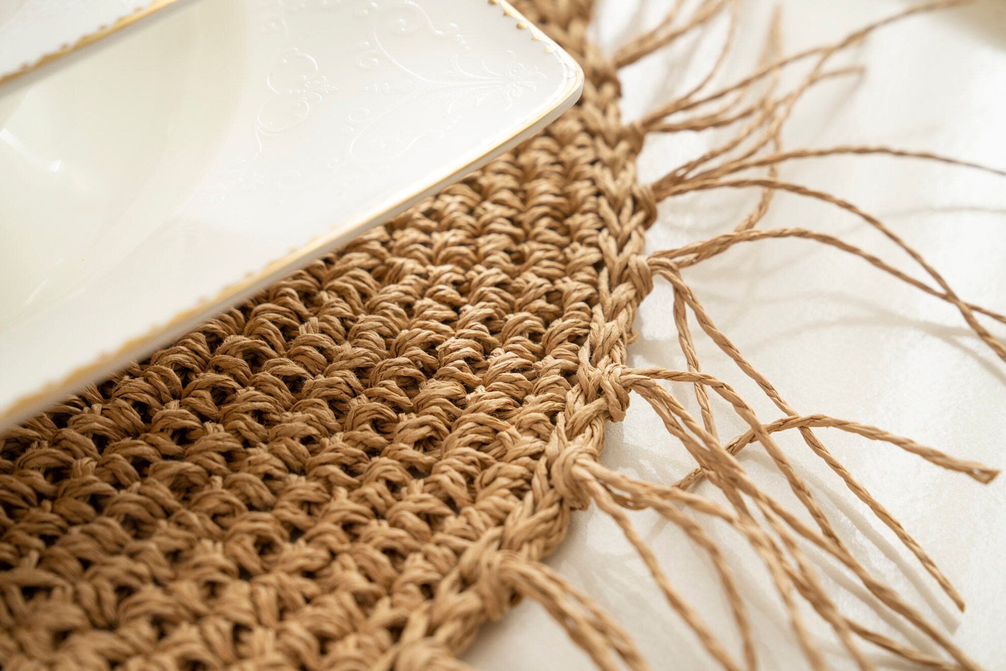 Handcrafted Natural Straw Placemats Supla, Bamboo Service Runner ...