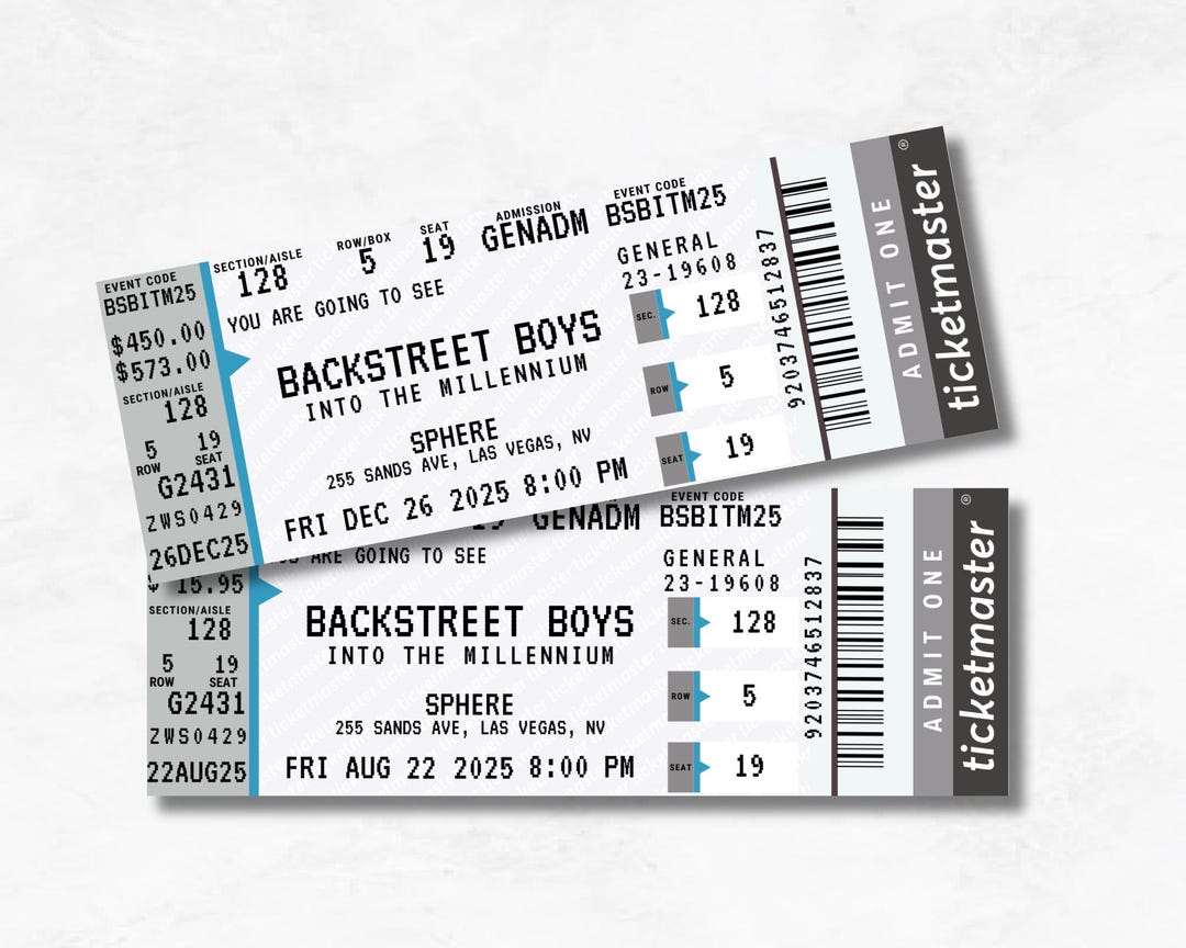 Personalized Backstreet Boys Concert Ticket - Ticketmaster Inspired ...