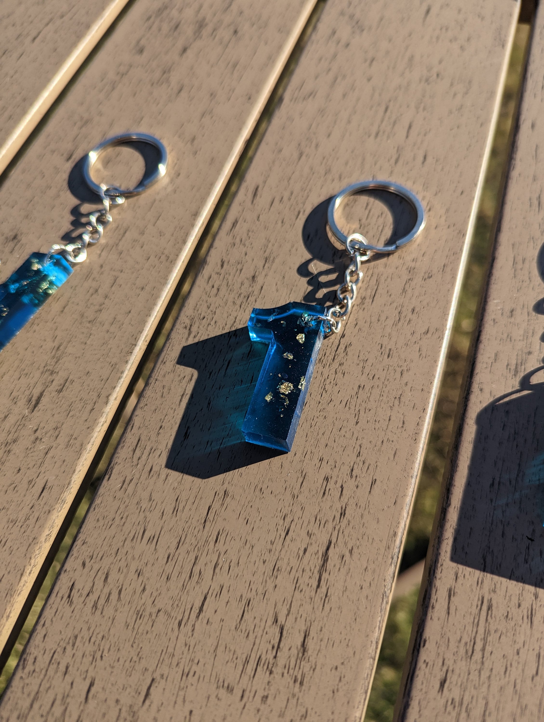 Number 1 Blue Keychain With Gold Flakes - Etsy