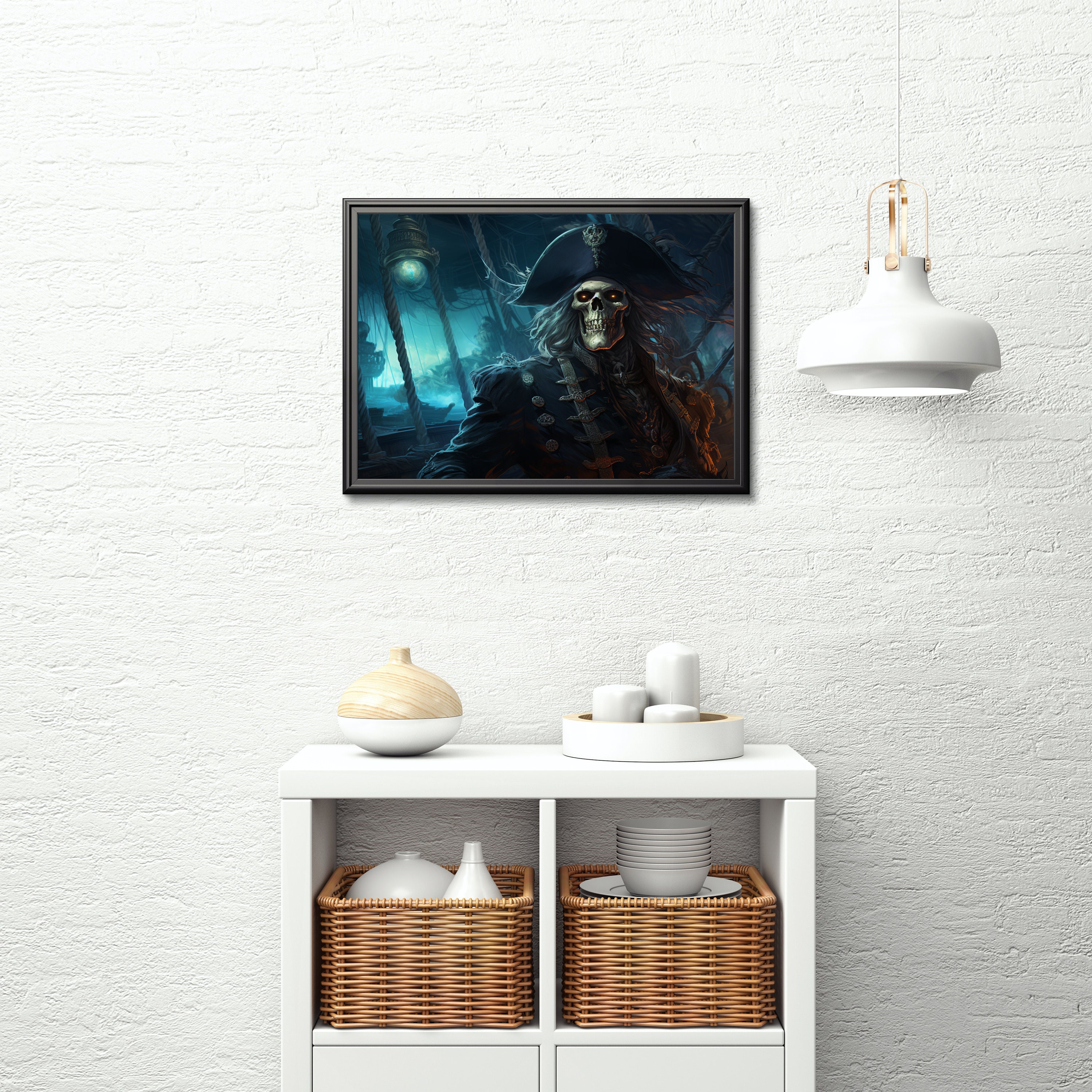 Pirate Skeleton Helmsman - Fine Art Print on Glossy Poster Paper A3 ...