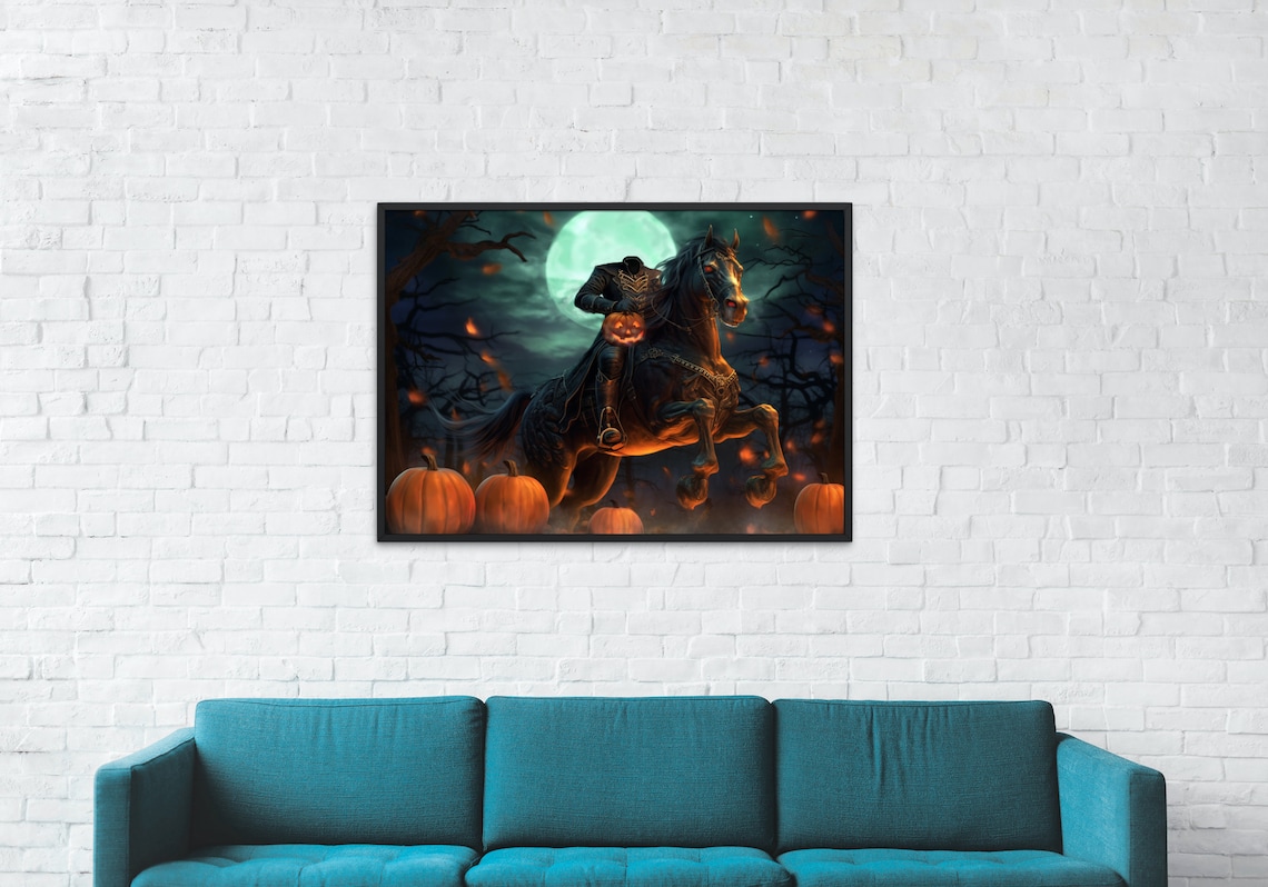 Headless Horseman Poster. Sleepy Hollow Inspired Halloween Art - Etsy