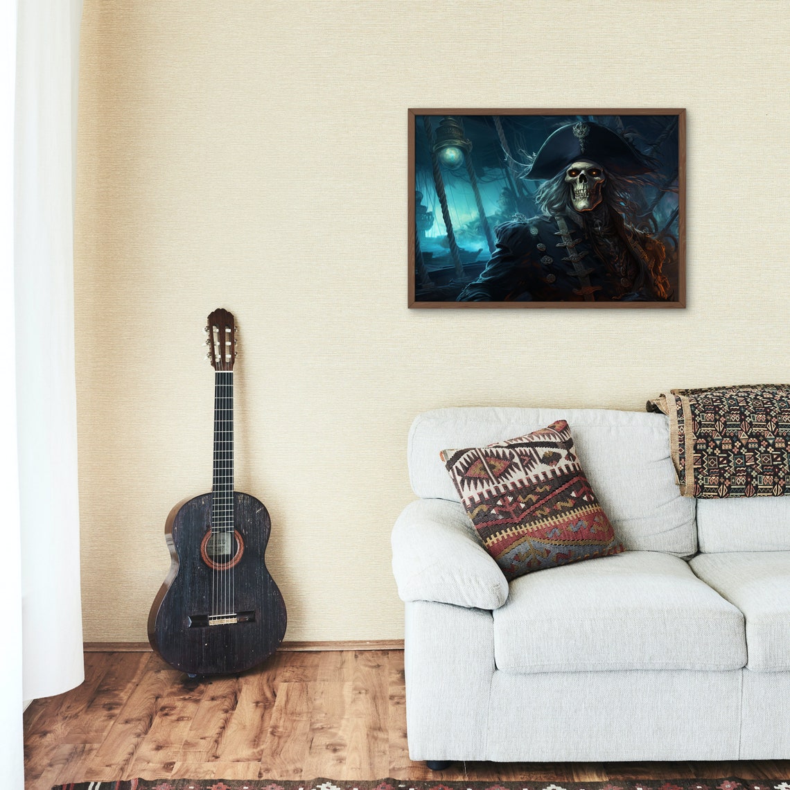 Pirate Skeleton Helmsman - Fine Art Print on Glossy Poster Paper A3 ...
