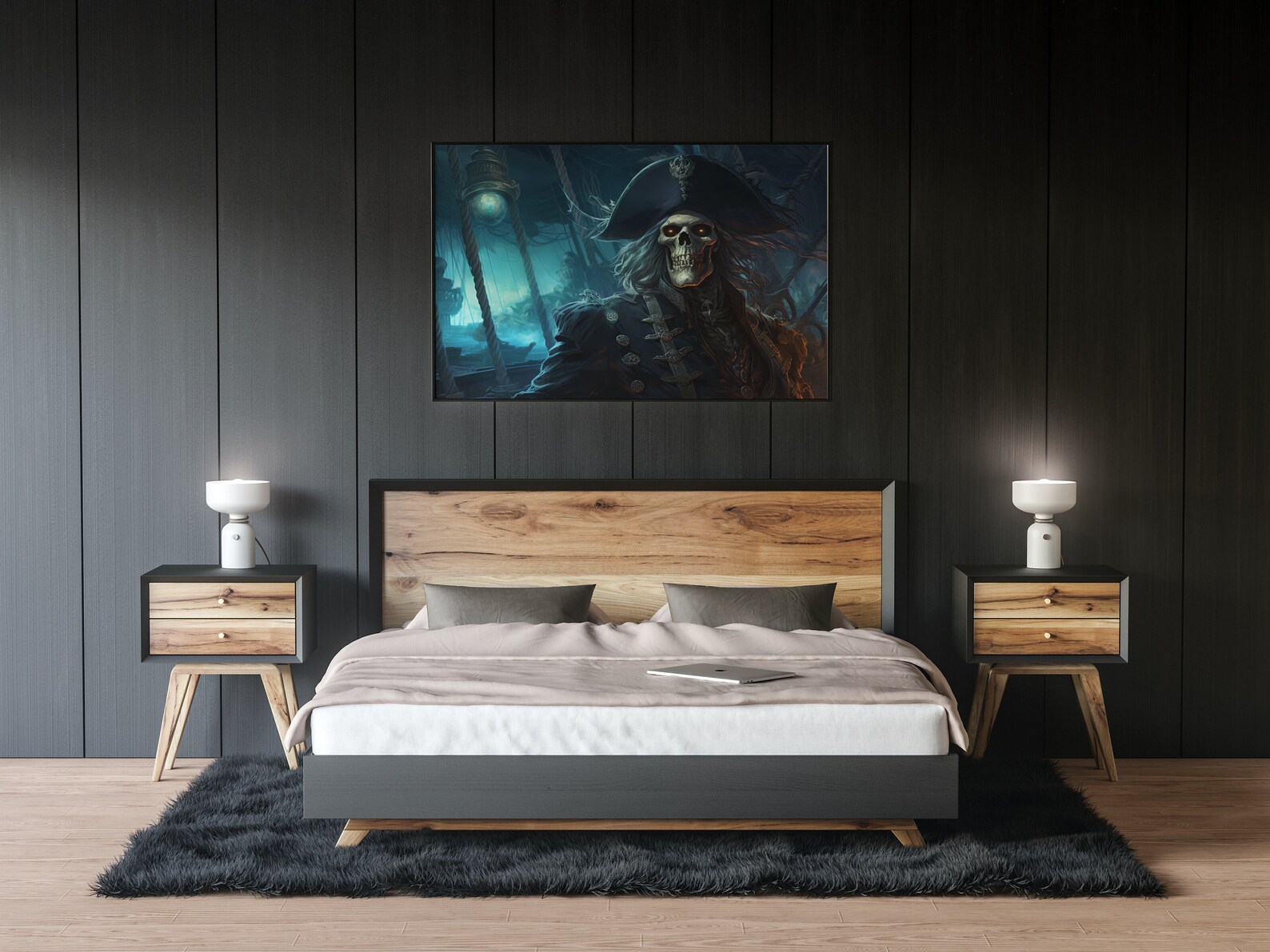 Pirate Skeleton Helmsman - Fine Art Print on Glossy Poster Paper A3 ...