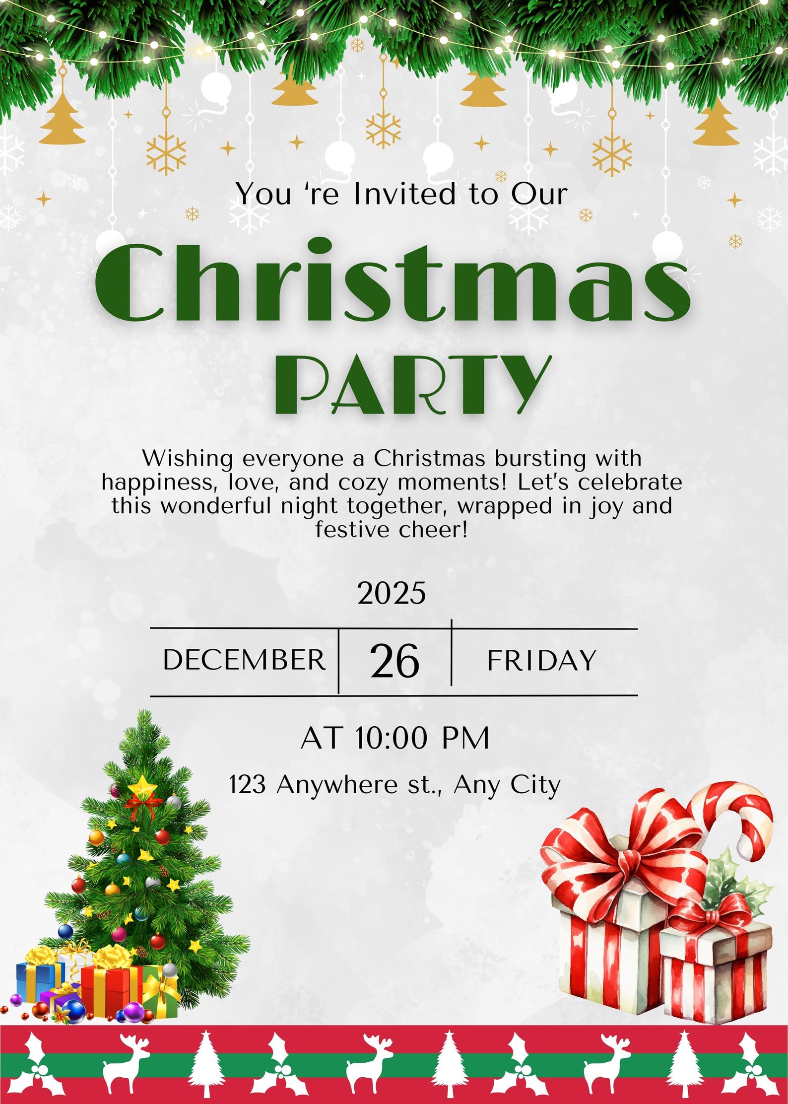 Merry Christmas Party Invitation Template 2025 | Printable Party Invite ...