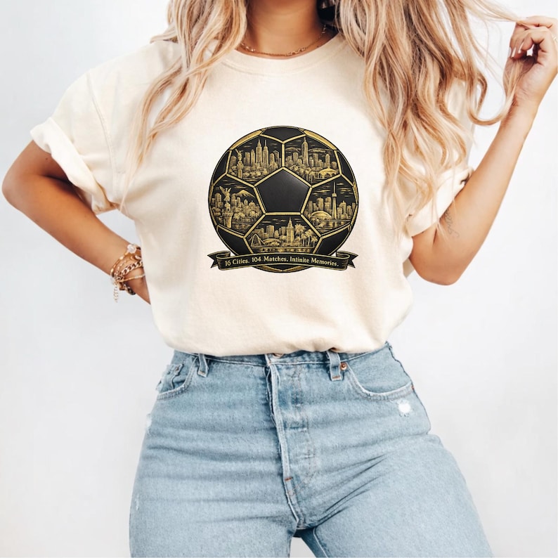 World Cup City Skyline Soccer Ball Shirt, 16 Cities Football Design ...
