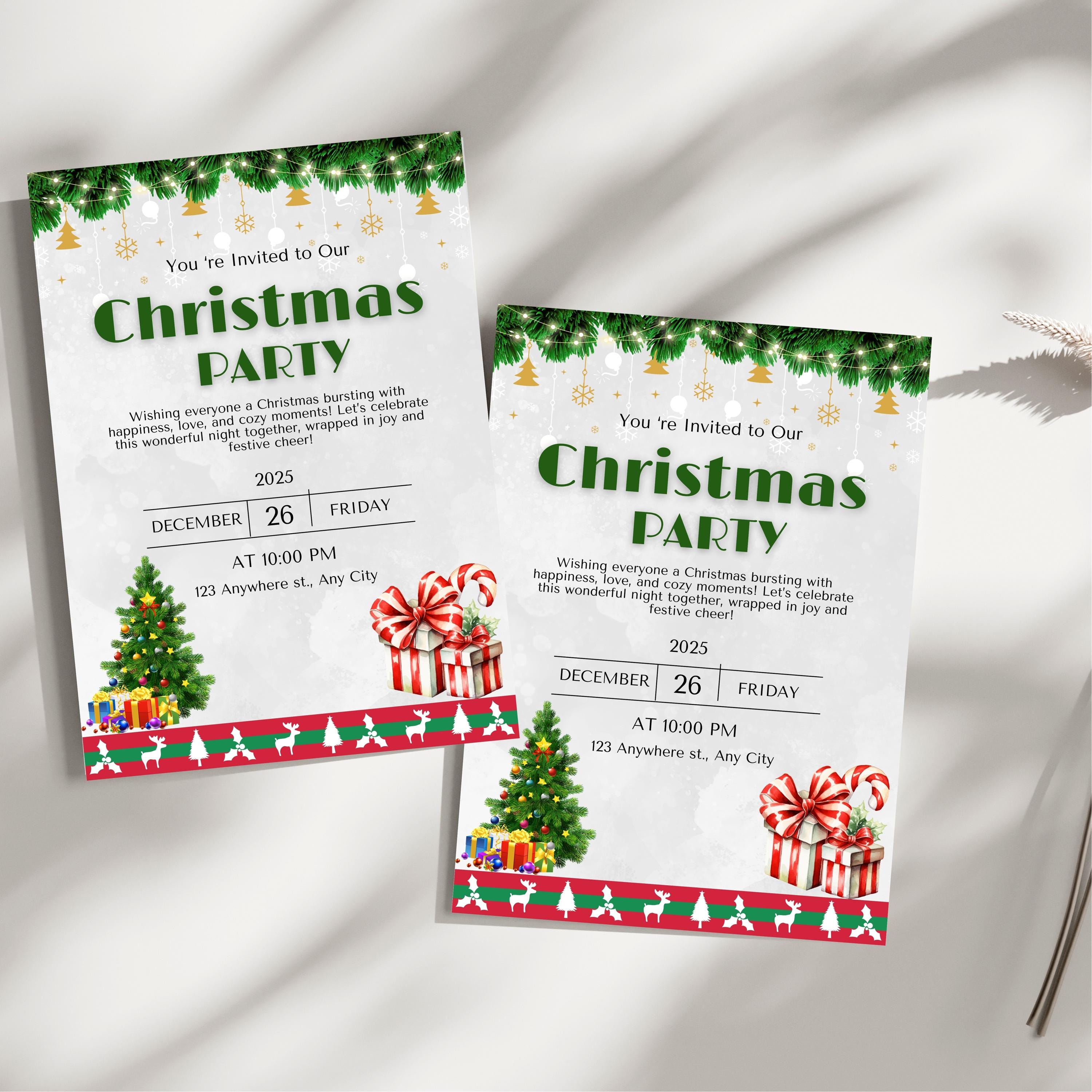 Merry Christmas Party Invitation Template 2025 | Printable Party Invite ...