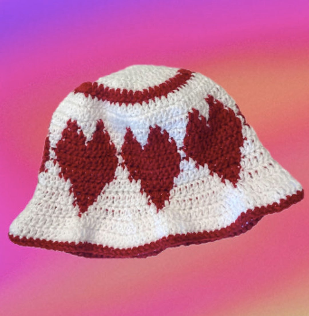 Crochet Heart Bucket Hat - Etsy