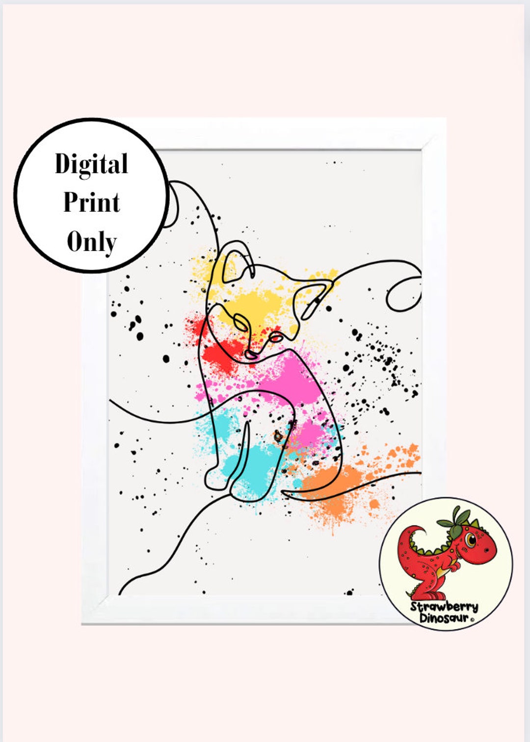 Bunte Katze Digital A4 PDF Nur Wand Kunst Dekor Druck - Etsy.de