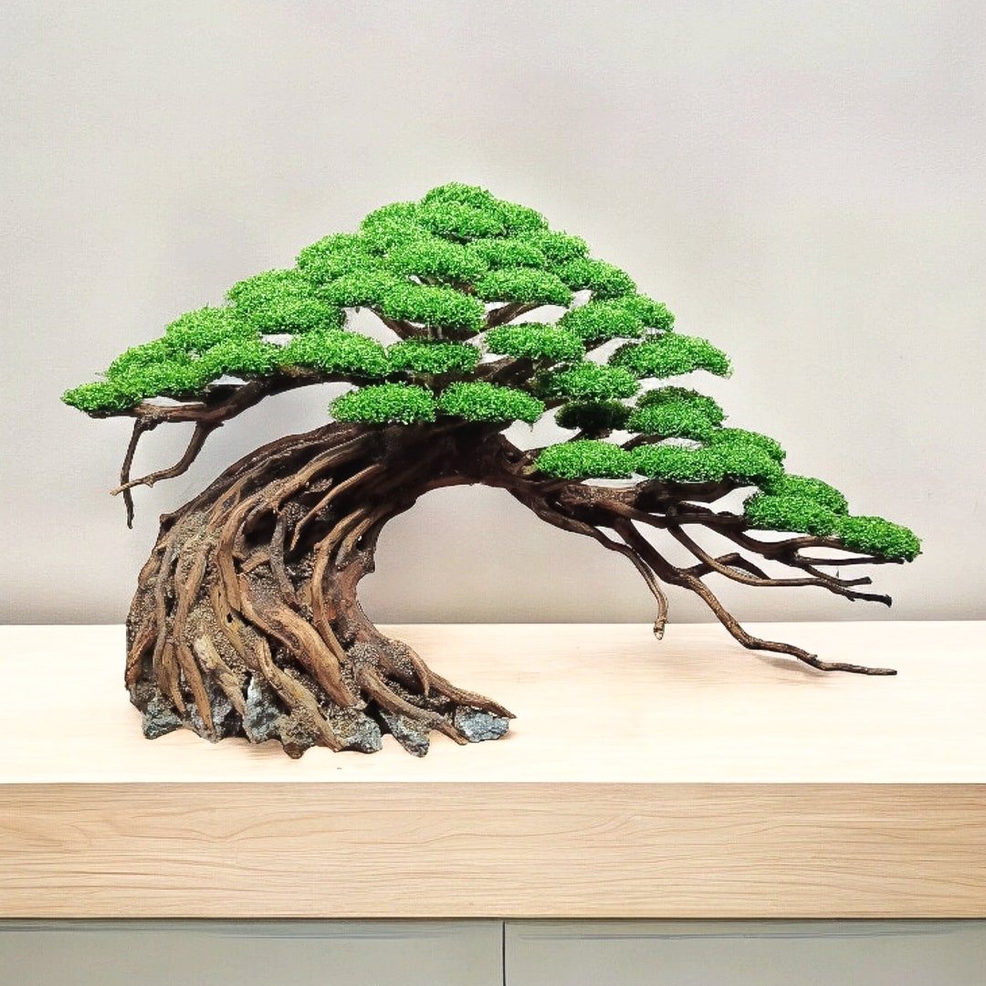 Bonsai Tree Aquarium, Bonsai Driftwood Fake Moss, Bonsai Driftwood ...