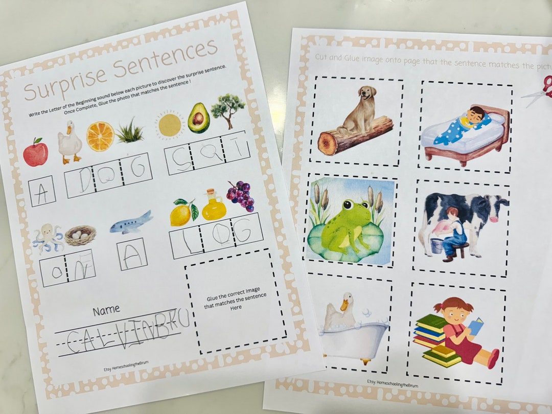 Kindergarten Sentence Building Worksheets | Phonics & Letter Sounds ...