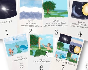 Days of Creation Flashcards - Etsy