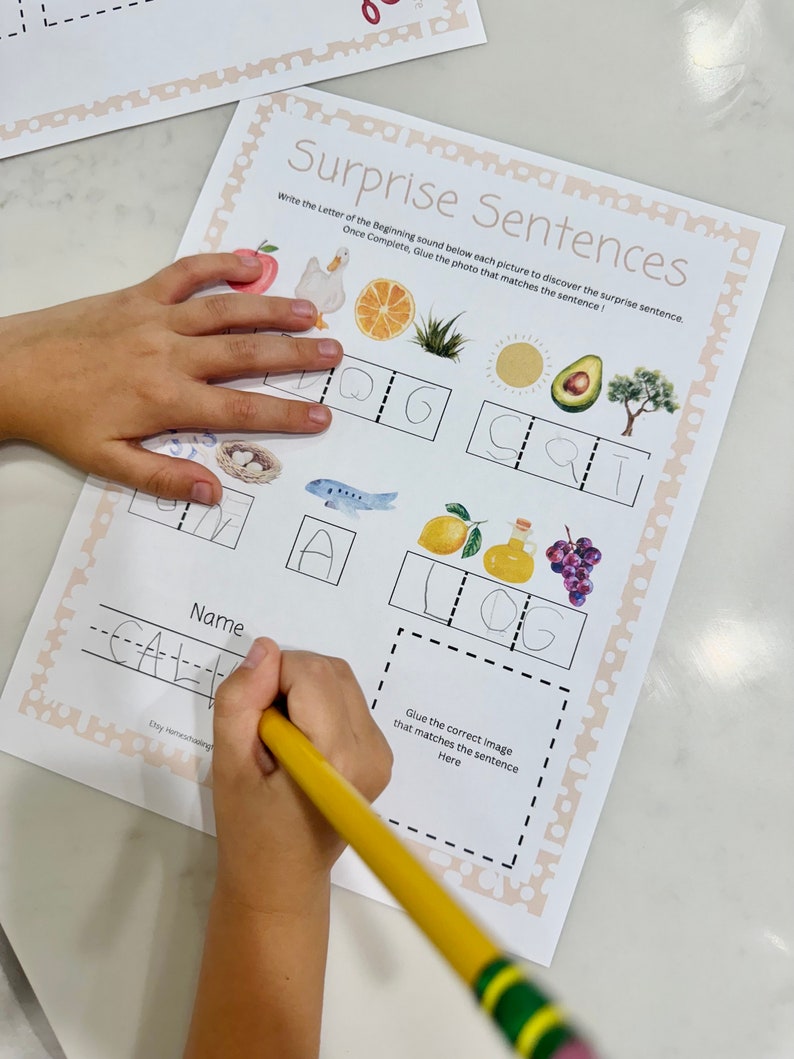 Kindergarten Sentence Building Worksheets | Phonics & Letter Sounds ...
