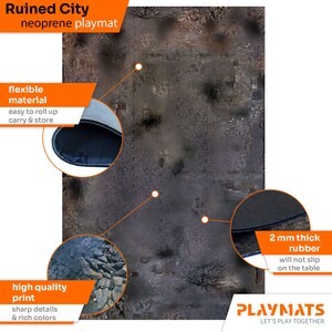 Ruined City 72"x48" / 183x122 Cm - Dropzone Commander - Rubber Mat for ...