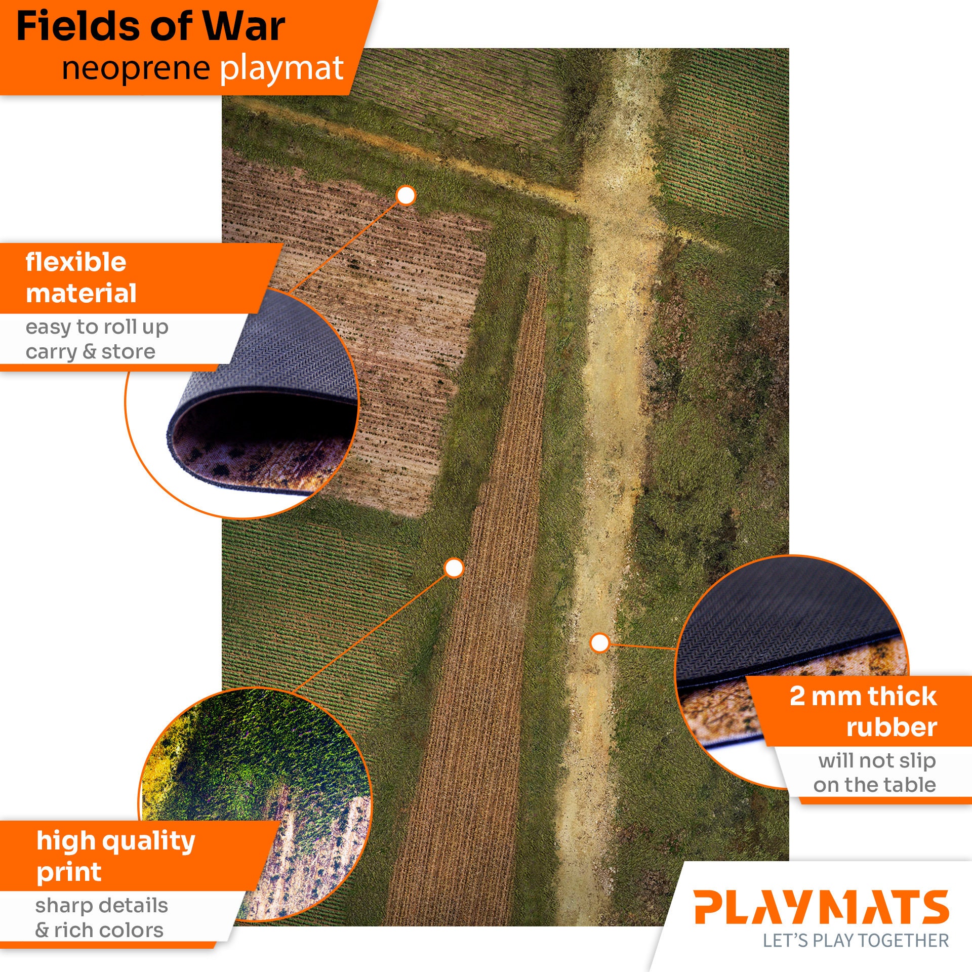 Fields of War 72"x48" / 183x122 Cm - Rubber Mat Compatible With Bolt ...