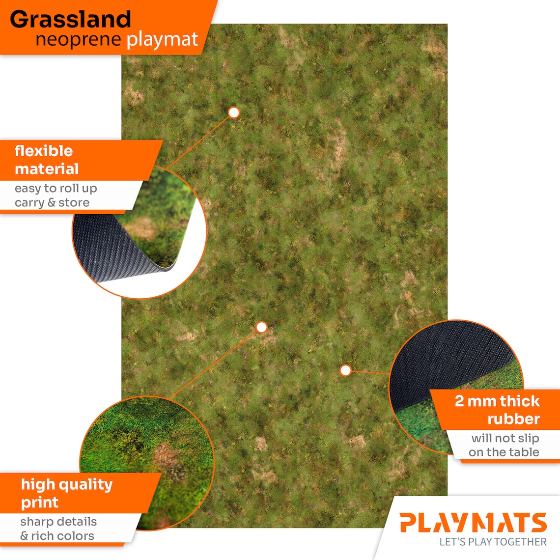 Grassland 72"x48" / 183x122 Cm - Rubber Mat Compatible With Epic ...