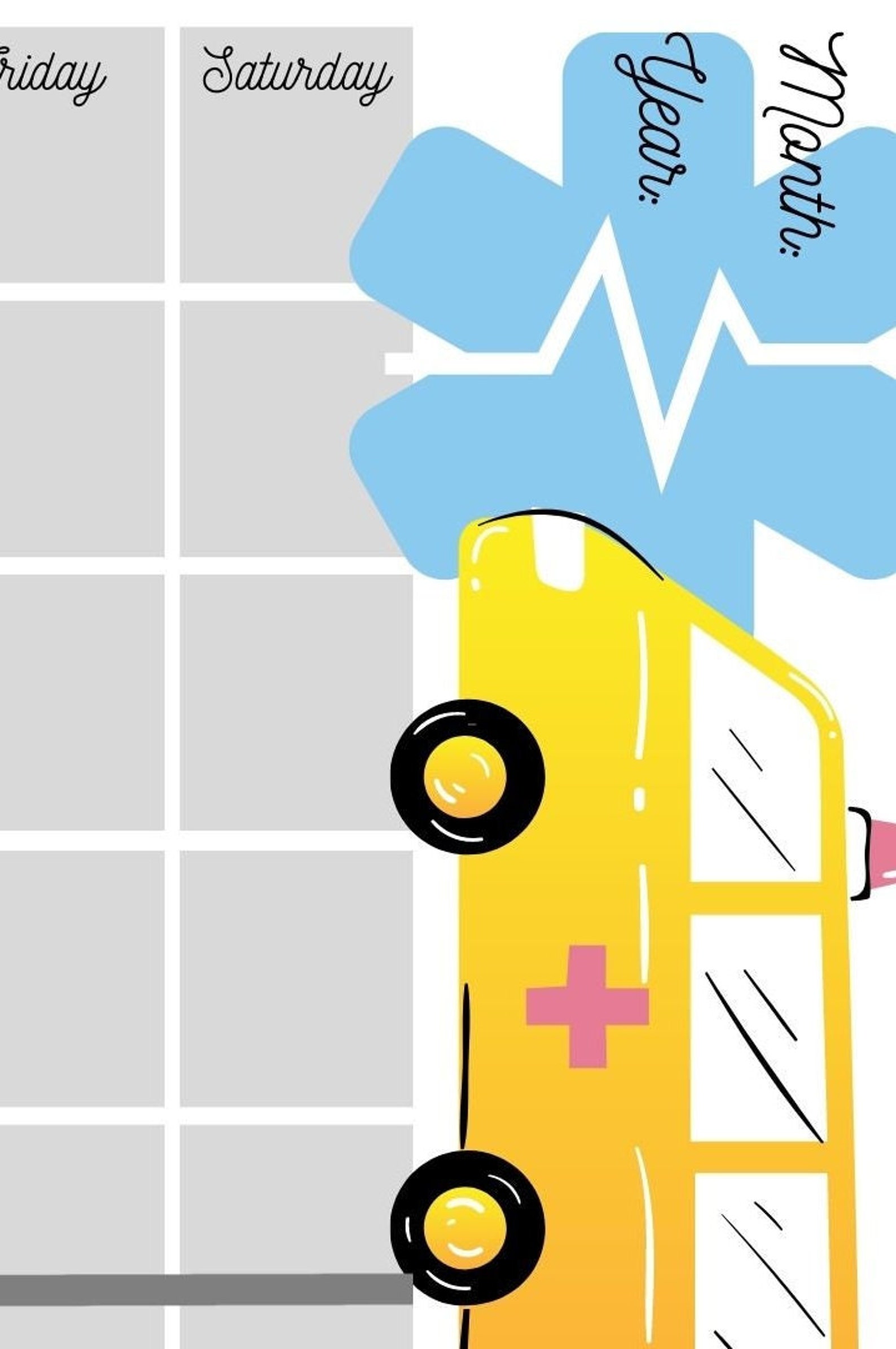 Blank Calendar EMS Paramedic EMT Emergency Medicine - Etsy