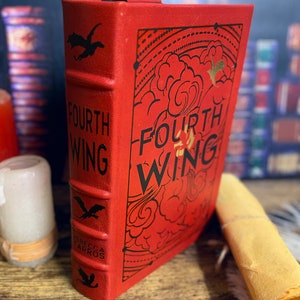 Fourth Wing, Hand Bound Book, Leather Bound Handmade, Gift, Sprayed ...