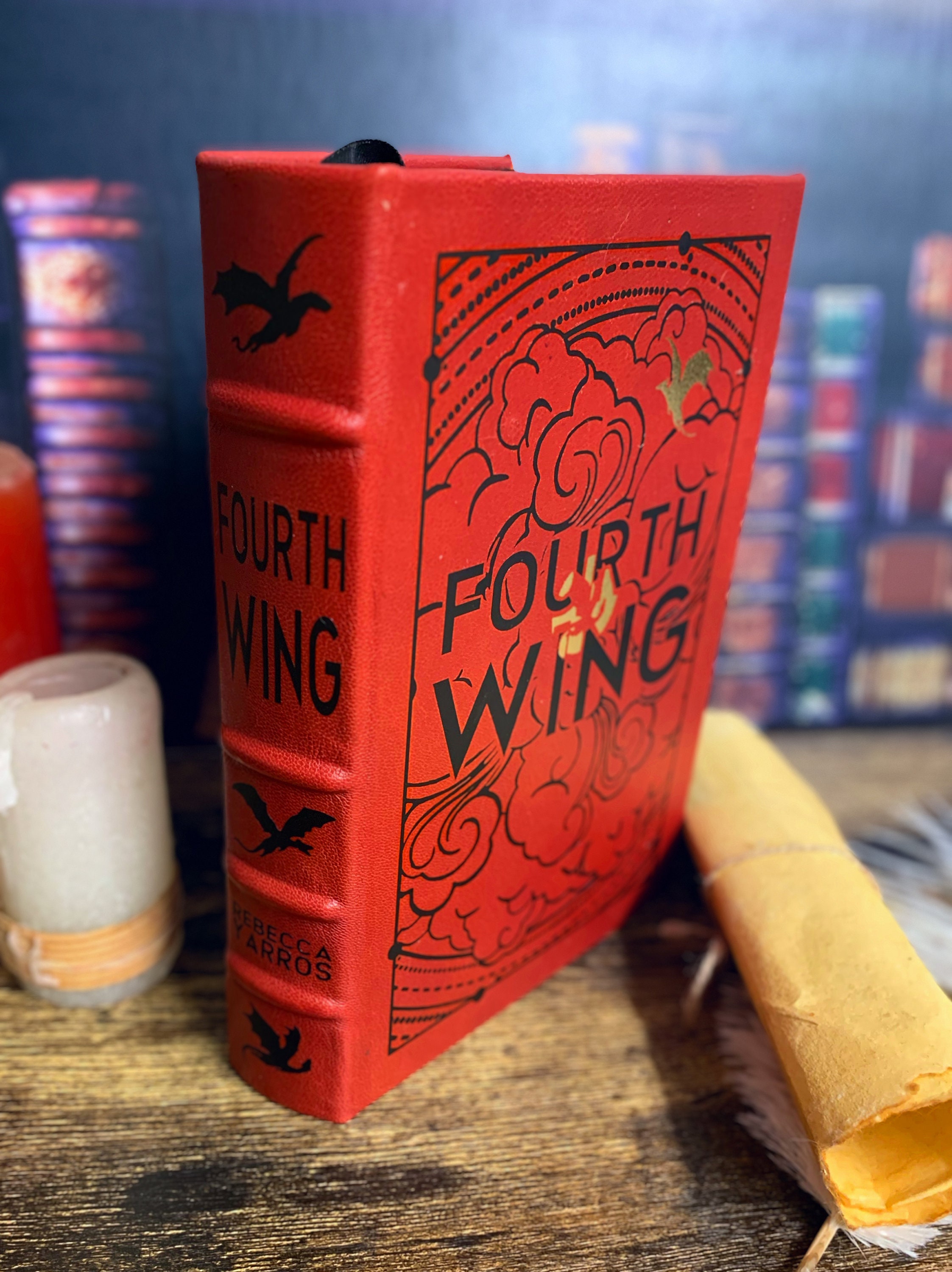 Fourth Wing, Hand Bound Book, Leather Bound Handmade, Gift, Sprayed ...
