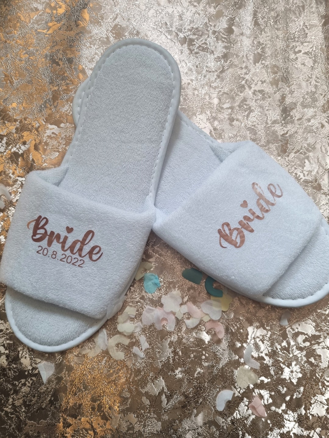 Peronalised Luxury Towelling Wedding Slippers - Etsy UK