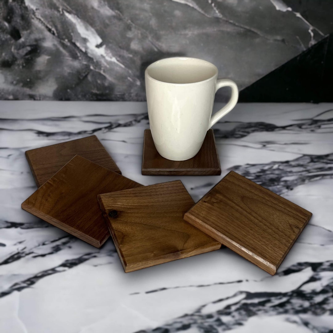 Set of 5 Solid Wood Coasters Wooden Coasters Drink - Etsy
