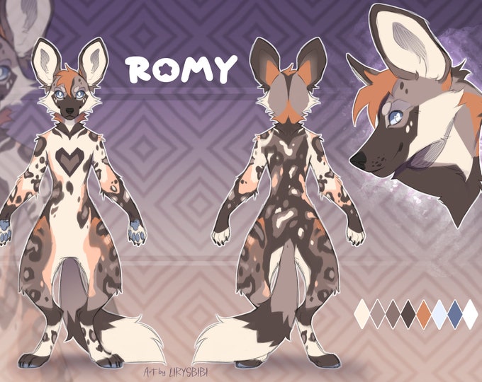 Custom Fursona Reference Sheet Custom Fursuit Character Ref Sheet Frontback Design Furry Ref ...