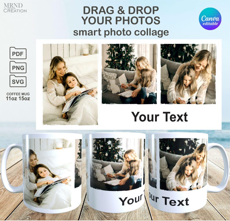 3 Photo Collage Mug PNG | Sublimation Design Template (digital Download ...