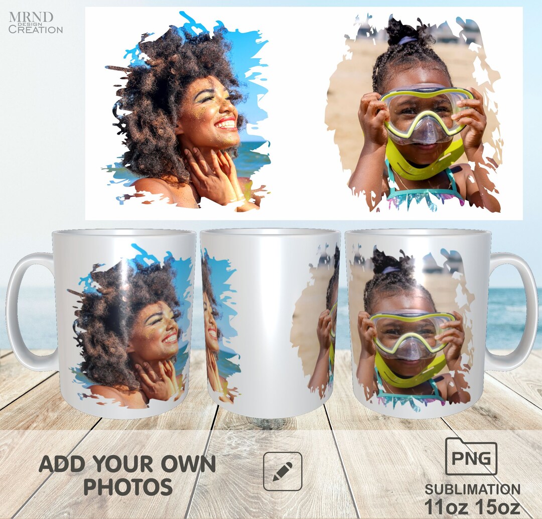 Create a Personalized 2 Photo Mug With Our Custom Frame Template - Etsy