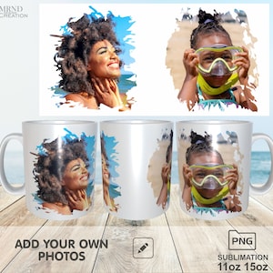 Create a Personalized 2 Photo Mug With Our Custom Frame Template - Etsy