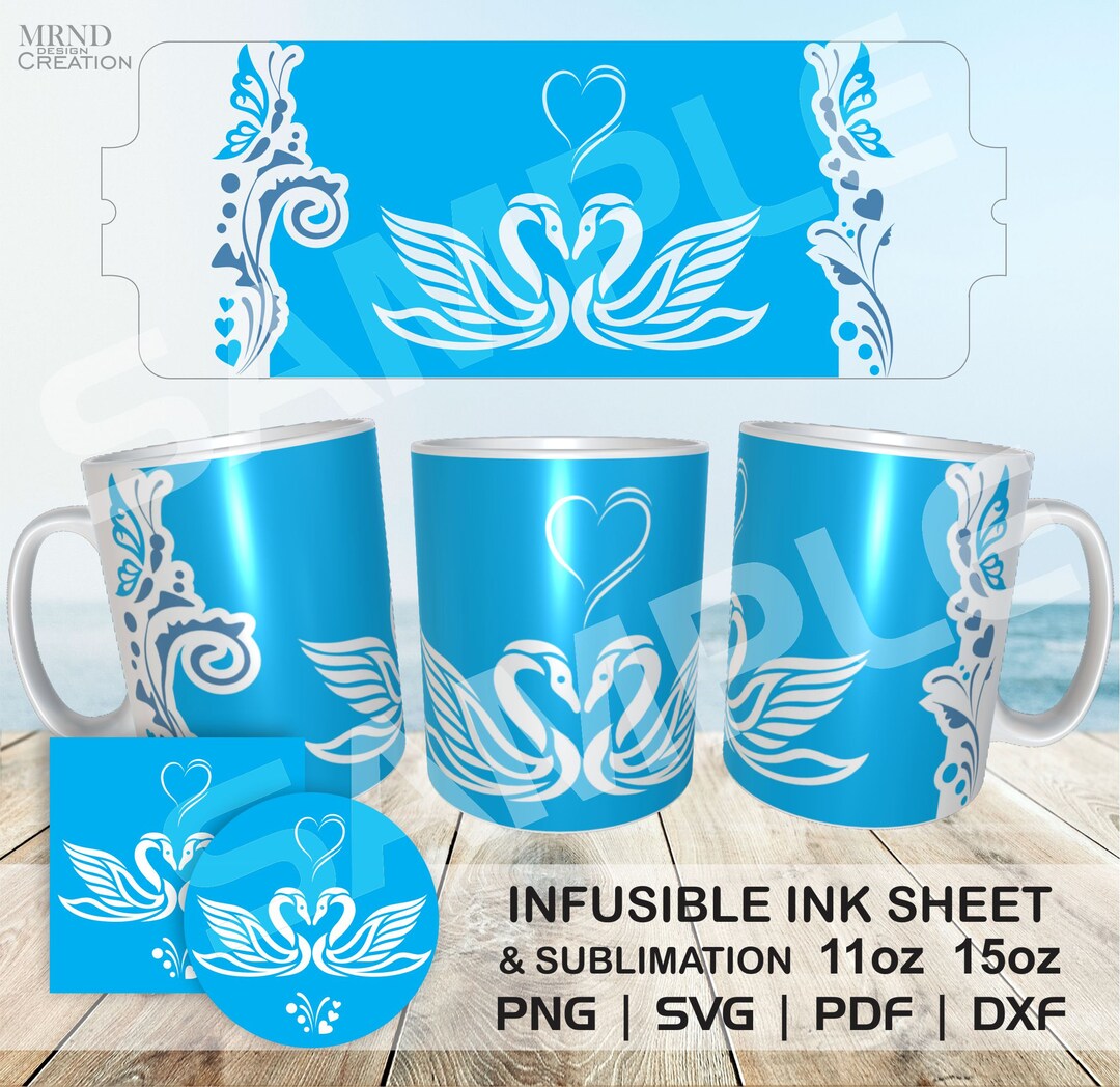 Plantilla de taza de cisnes SVG Elegancia elegante para su taza - Etsy ...