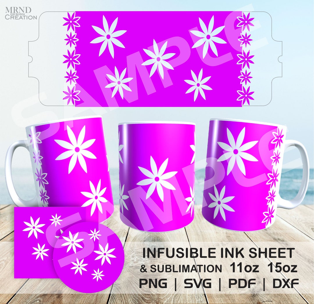 Flower Mug SVG Template for Cricut Mug Press - Infusible Ink Design - Etsy