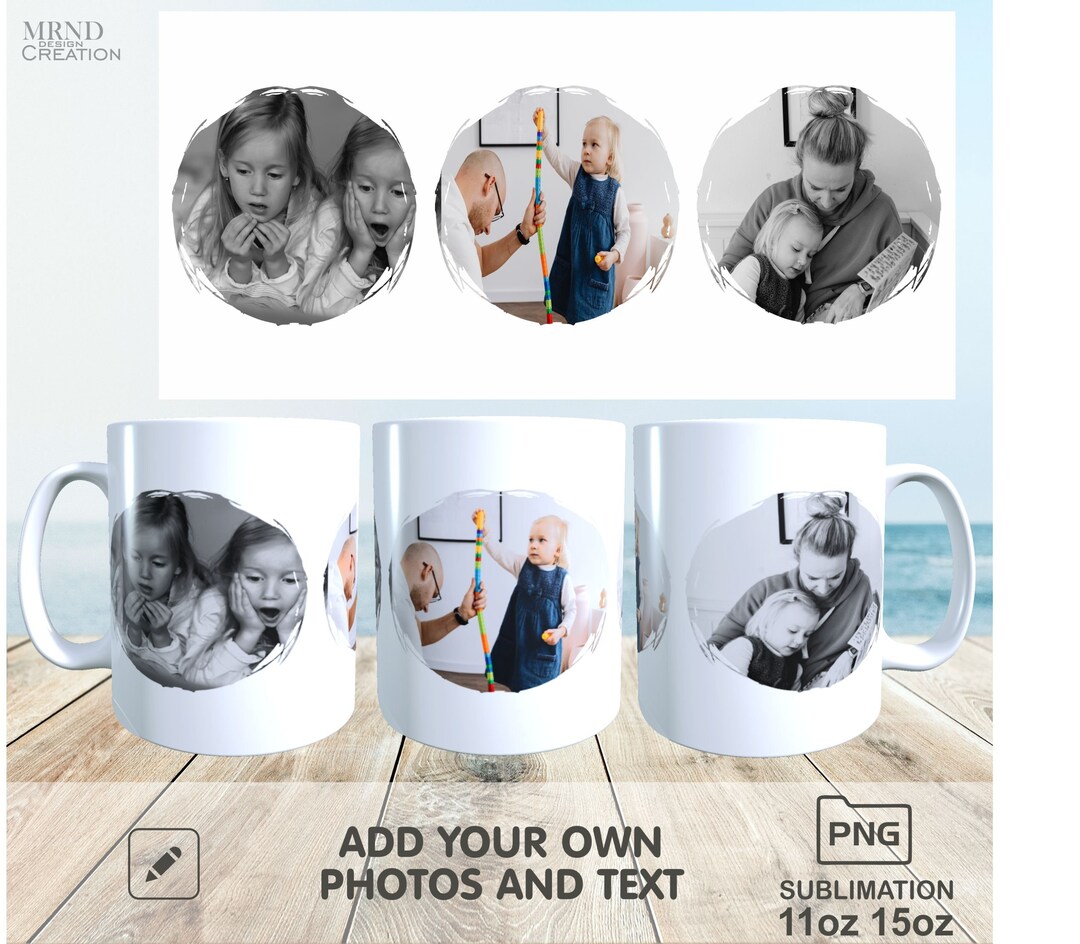 Create a Unique 3 Photo Collage Mug With Our Sublimation Template - Etsy