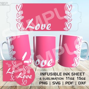 Heartfelt Love Mug Design - Cricut Press SVG - Infusible Ink Template - Etsy