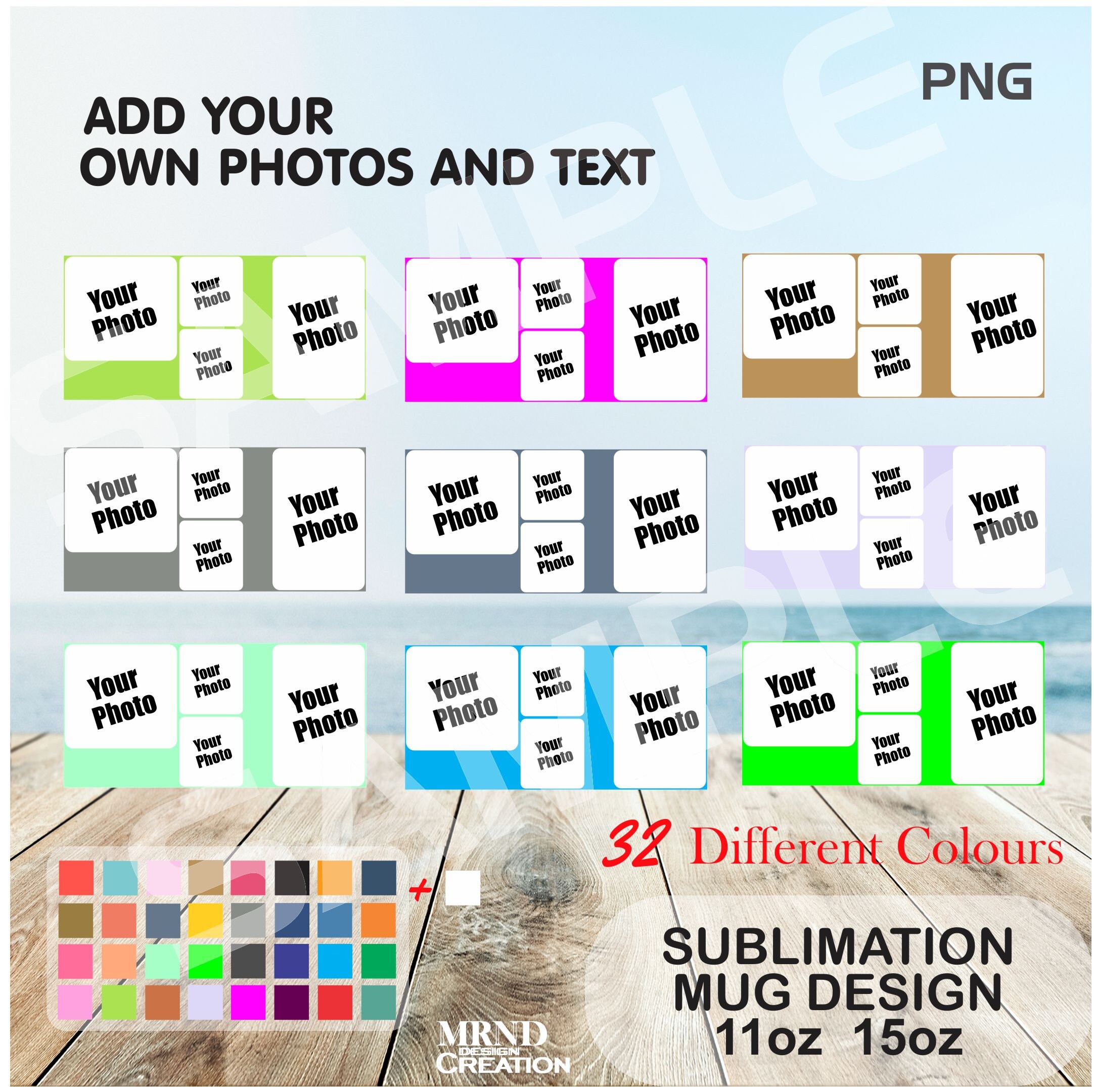 Text and Photo Collage Mug Template Sublimation PNG Wrap - Etsy