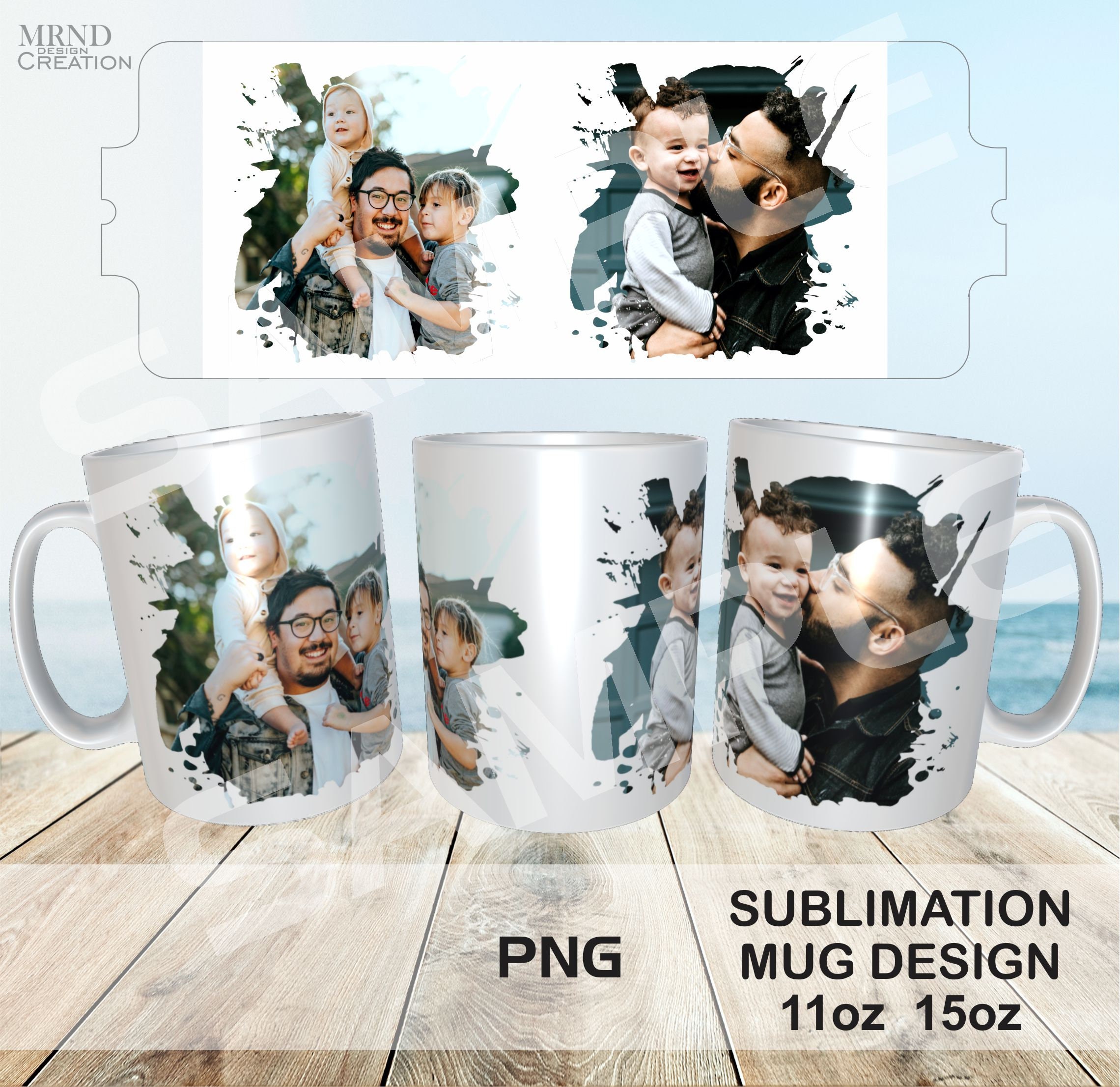 Photo Collage Mug Sublimation Template | Full Wrap Design (PNG) - Etsy