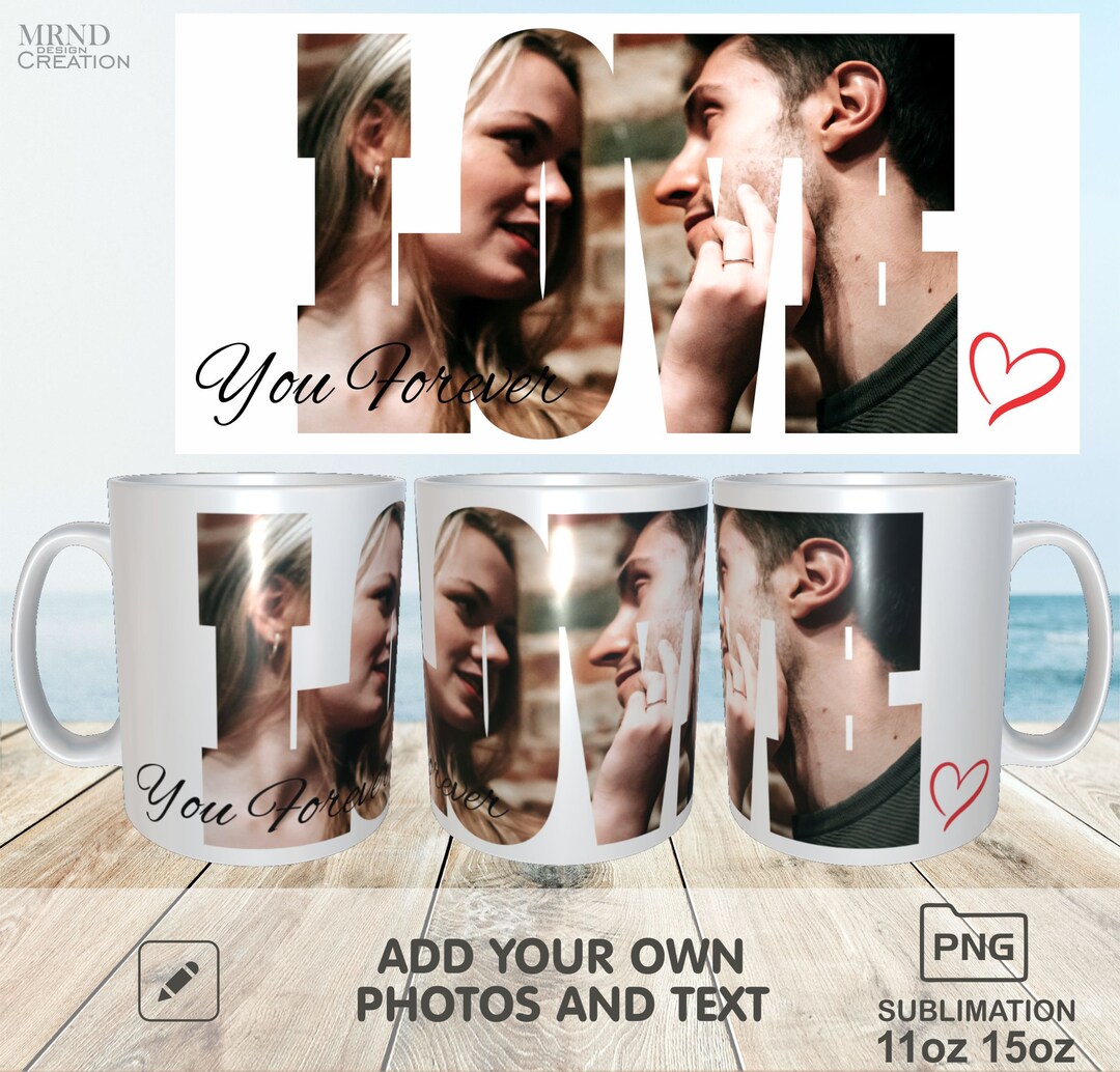 Love Photo and Text Mug Wrap - Creative Mug Design Template - Etsy